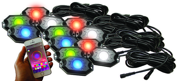 12-POD RGB+W Hi-Power Rock Light Complete Kit with Bluetooth APP controls